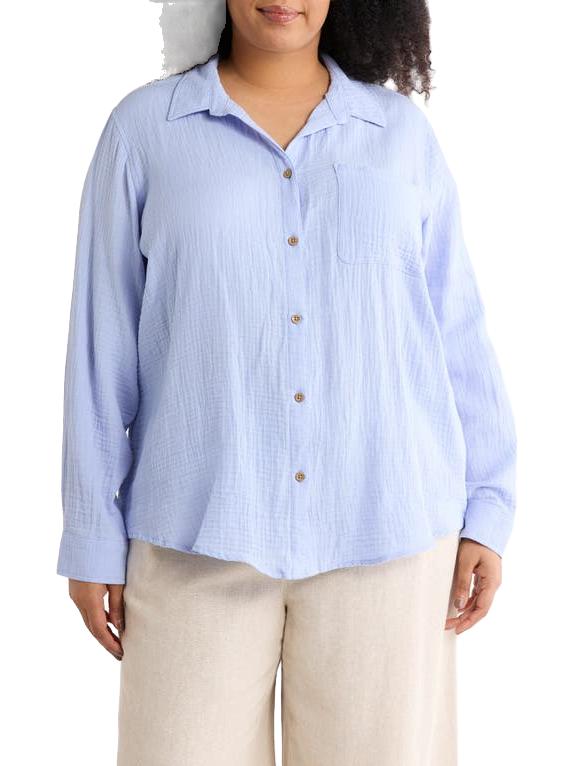 EILEEN FISHER Classic Collar Organic Cotton Button-Up Shirt